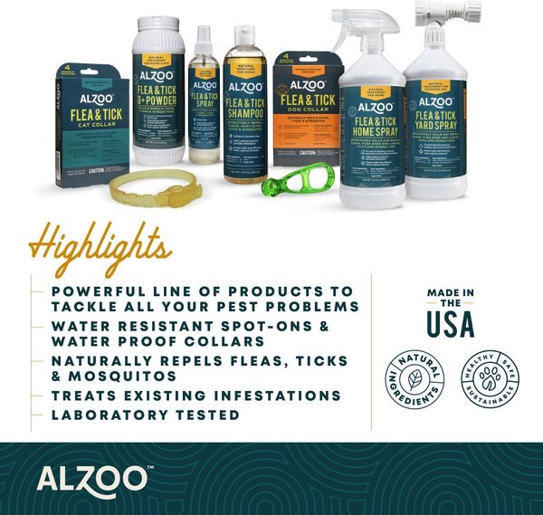 ALZOO Natural Plant Based Flea & Tick Yard Spray for Dogs & Cats, 32-fl ...