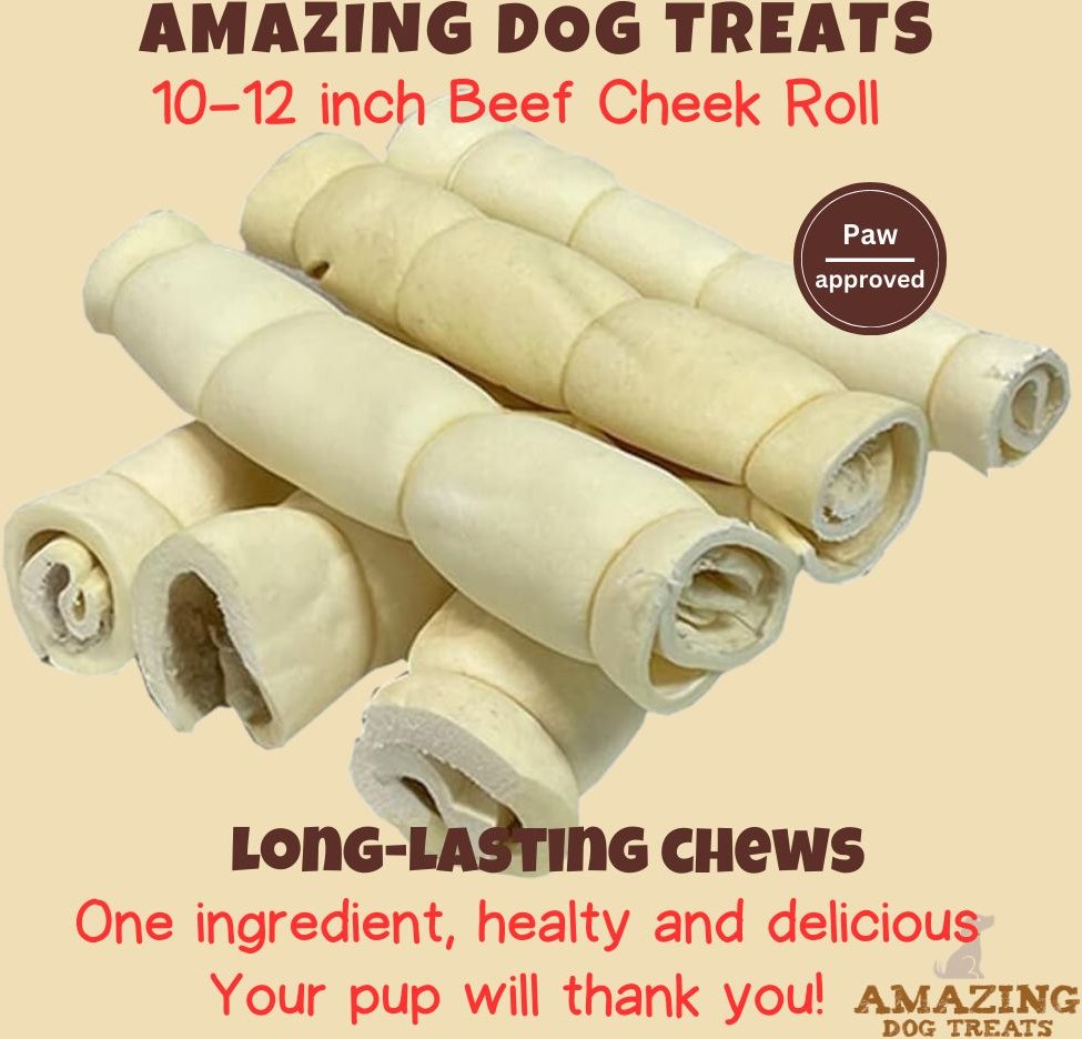 AMAZING DOG TREATS 10-inch Beef Cheek Roll Dog Treats, 4 count - Chewy.com