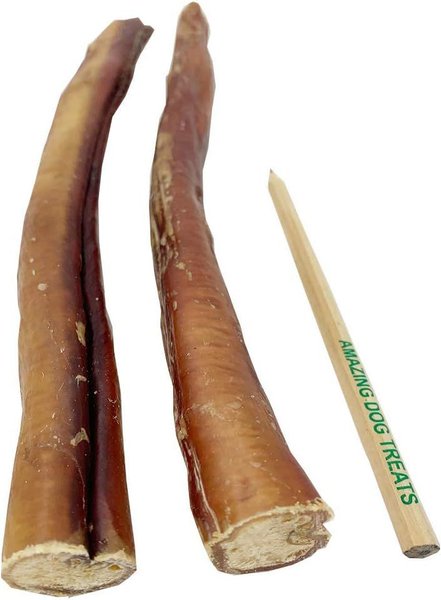AMAZING DOG TREATS 12-inch Extra Thick Bully Stick Dog Treats, 5 count ...