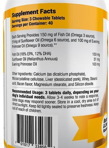 AMAZING NUTRITIONALS Omega 3 Chews Pure Fish Oil Daily Dog Supplement ...