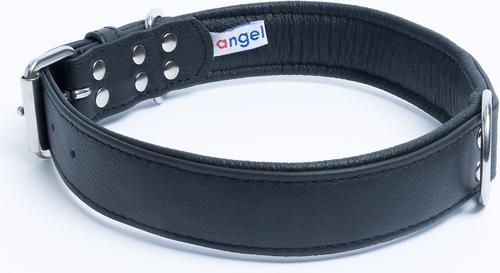 ANGEL Alpine Padded Leather Standard Dog Collar, Black, 26" x 1.25 ...