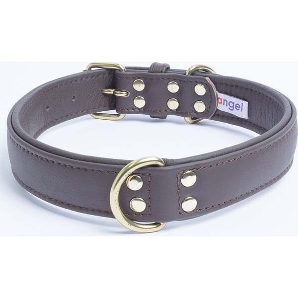 ANGEL Amsterdam Multi-line Spiked Standard Dog Collar, Brown, 22 x 1.5 ...