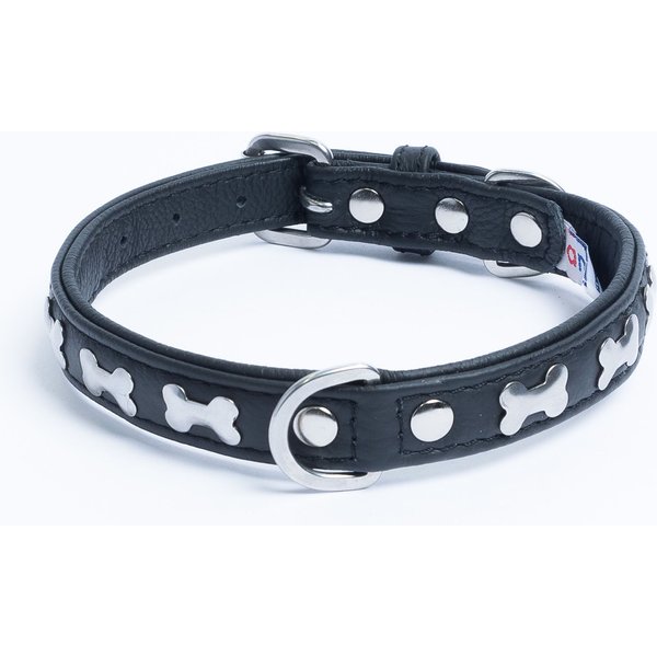 ANGEL Amsterdam Multi-line Spiked Standard Dog Collar, Black, 24 x 1.5 ...