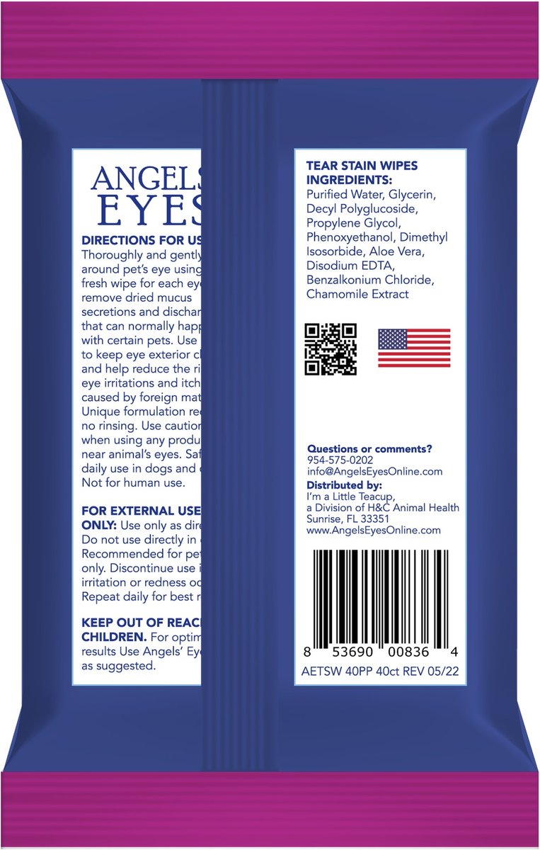 ANGELS' EYES Face Eye & Paw Cleansing & Tear Stain Wipe for Dogs & Cats ...