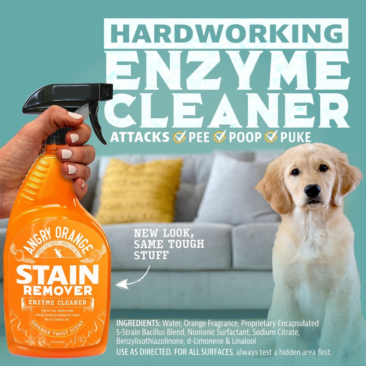 ANGRY ORANGE Bio-Enzymatic Pet Stain & Odor Eliminator Spray, 32-fl oz ...