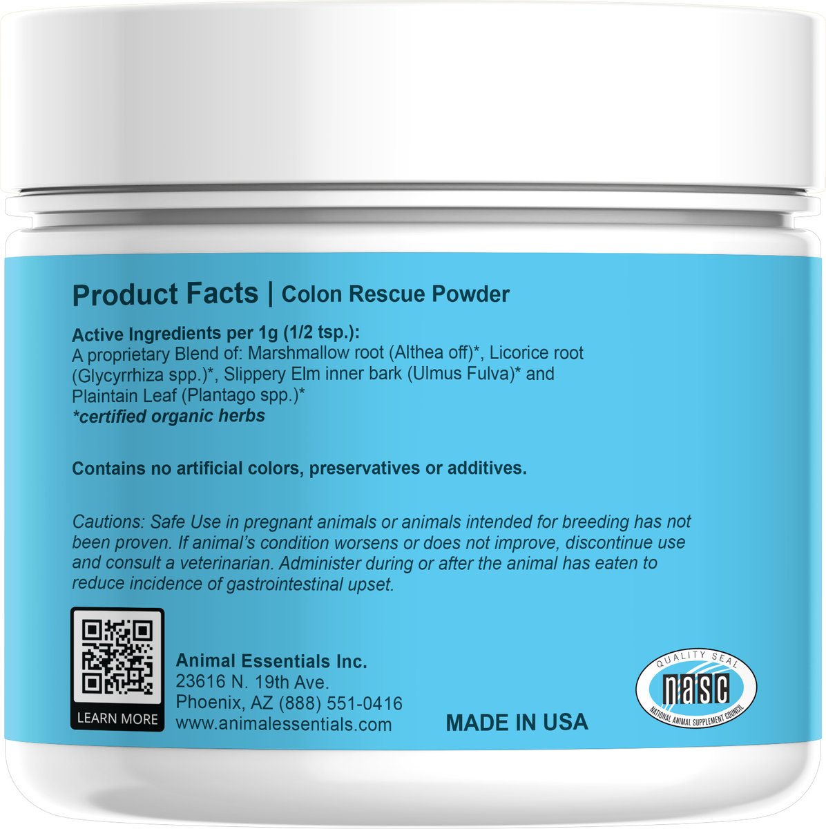 ANIMAL ESSENTIALS Colon Rescue Powder Herbal Digestive Aid Dog & Cat ...