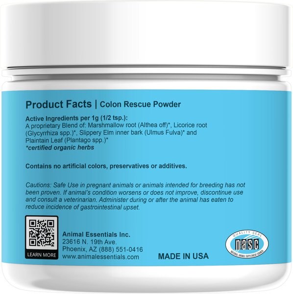 ANIMAL ESSENTIALS Colon Rescue Powder Herbal Digestive Aid Dog & Cat ...