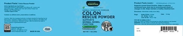 ANIMAL ESSENTIALS Colon Rescue Powder Herbal Digestive Aid Dog & Cat ...