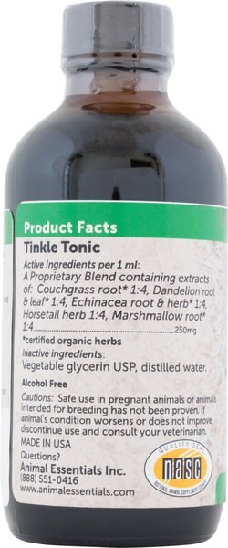 ANIMAL ESSENTIALS Tinkle Tonic Herbal Dog & Cat Supplement, 4-fl oz ...