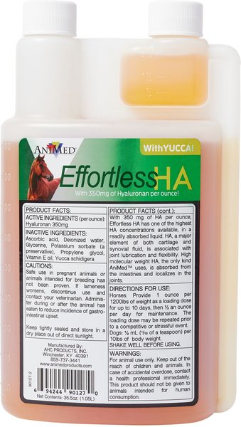 ANIMED Effortless HA Joint Support Liquid Horse Supplement, 35.5-fl oz ...