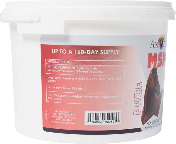 ANIMED Pure MSM Joint Support Powder Horse Supplement, 5-lb tub - Chewy.com