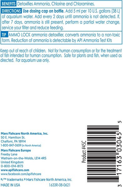 API Ammo-Lock Freshwater & Saltwater Aquarium Ammonia Detoxifier, 4-oz ...