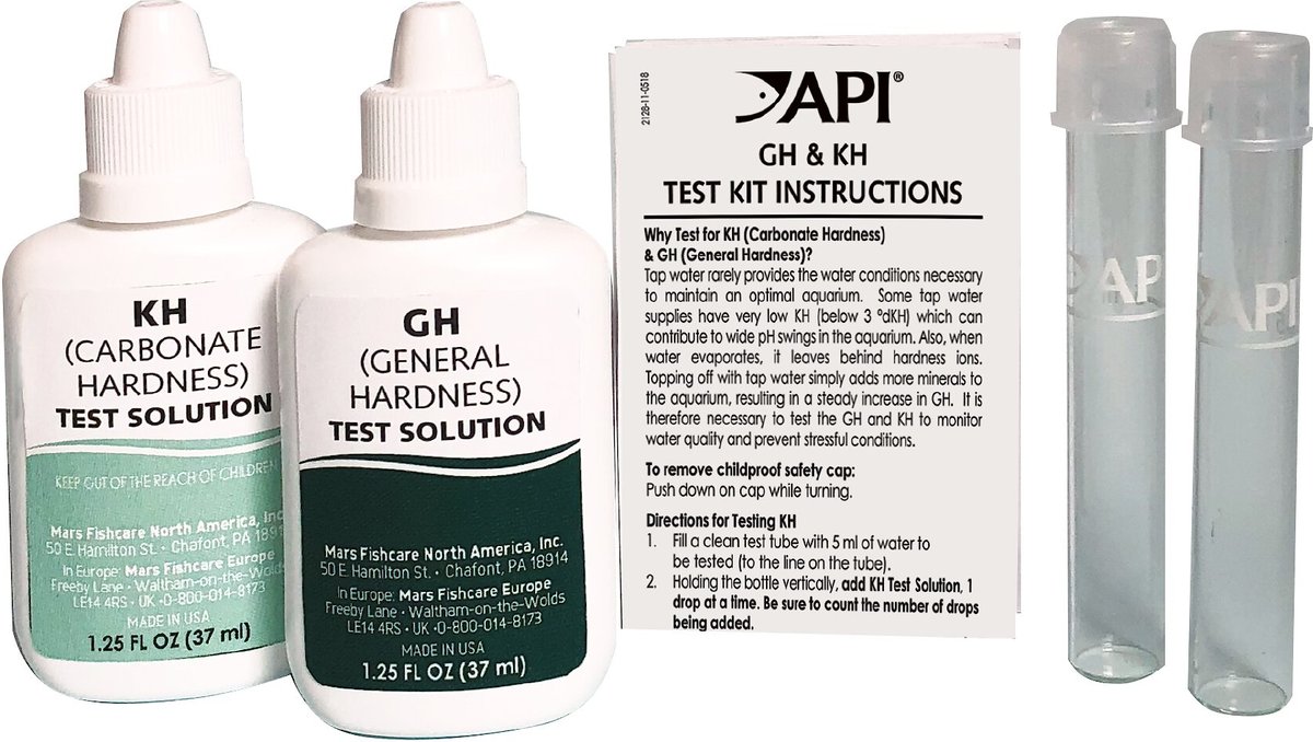 API GH & KH General & Carbonate Hardness Freshwater Aquarium Test Kit ...