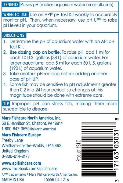 API pH Up Freshwater Aquarium Water Treatment, 4-oz bottle - Chewy.com
