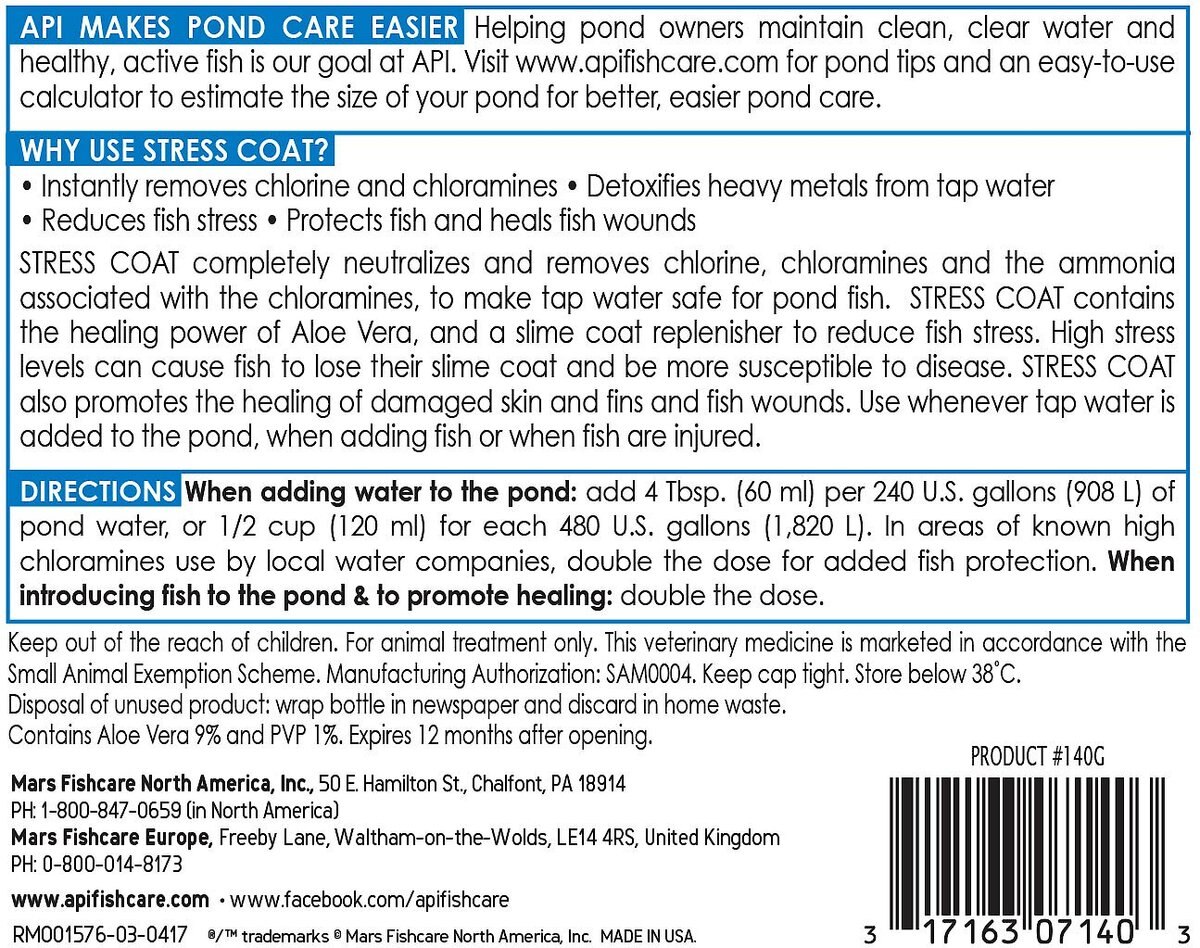 API Pond Stress Coat Water Conditioner, 32-fl oz bottle - Chewy.com