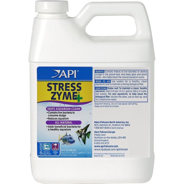 API Stress Zyme Freshwater & Saltwater Aquarium Water Cleaner, 64-fl oz ...