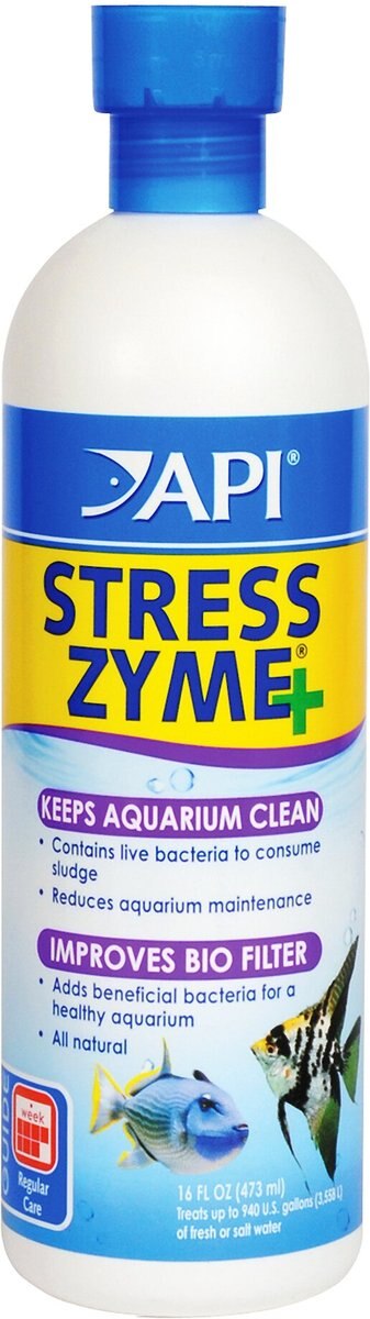 API Stress Zyme Freshwater & Saltwater Aquarium Water Cleaner, 16-fl oz ...