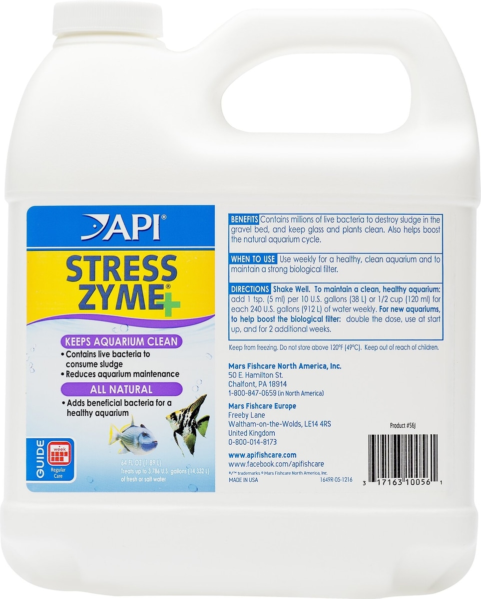 API Stress Zyme Freshwater & Saltwater Aquarium Water Cleaner, 64-fl oz ...