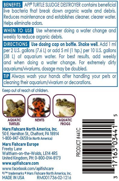 API Turtle Sludge Destroyer Aquarium Cleaner, 4-oz bottle - Chewy.com