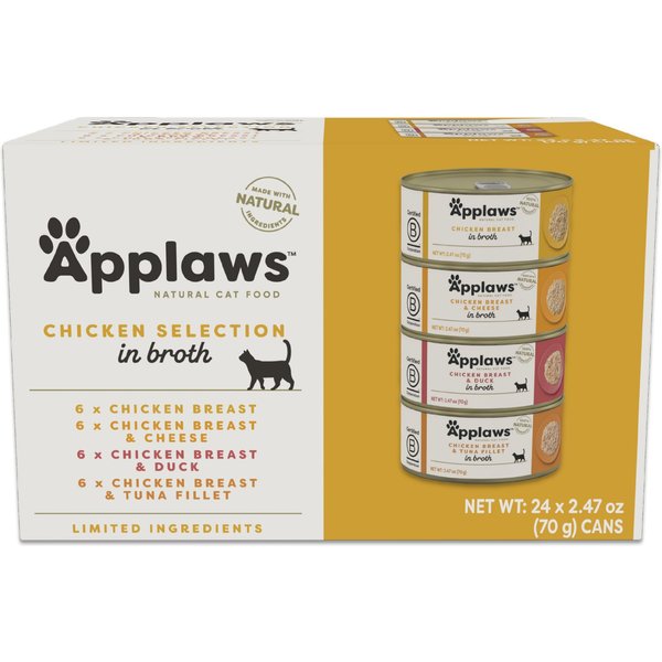 APPLAWS Chicken Broth Variety Pack Wet Cat Food, 2.47-oz, case of 24 ...