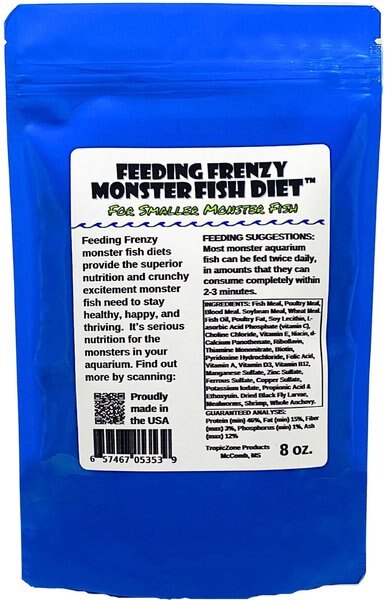 AQUACULTURE-ONE Feeding Frenzy Monster Fish Diet for Small Fish, 8-oz ...