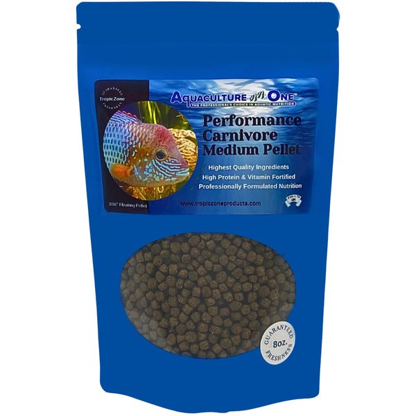 AQUACULTURE-ONE Performance Carnivore Pellets for Medium Fish, 8-oz bag ...