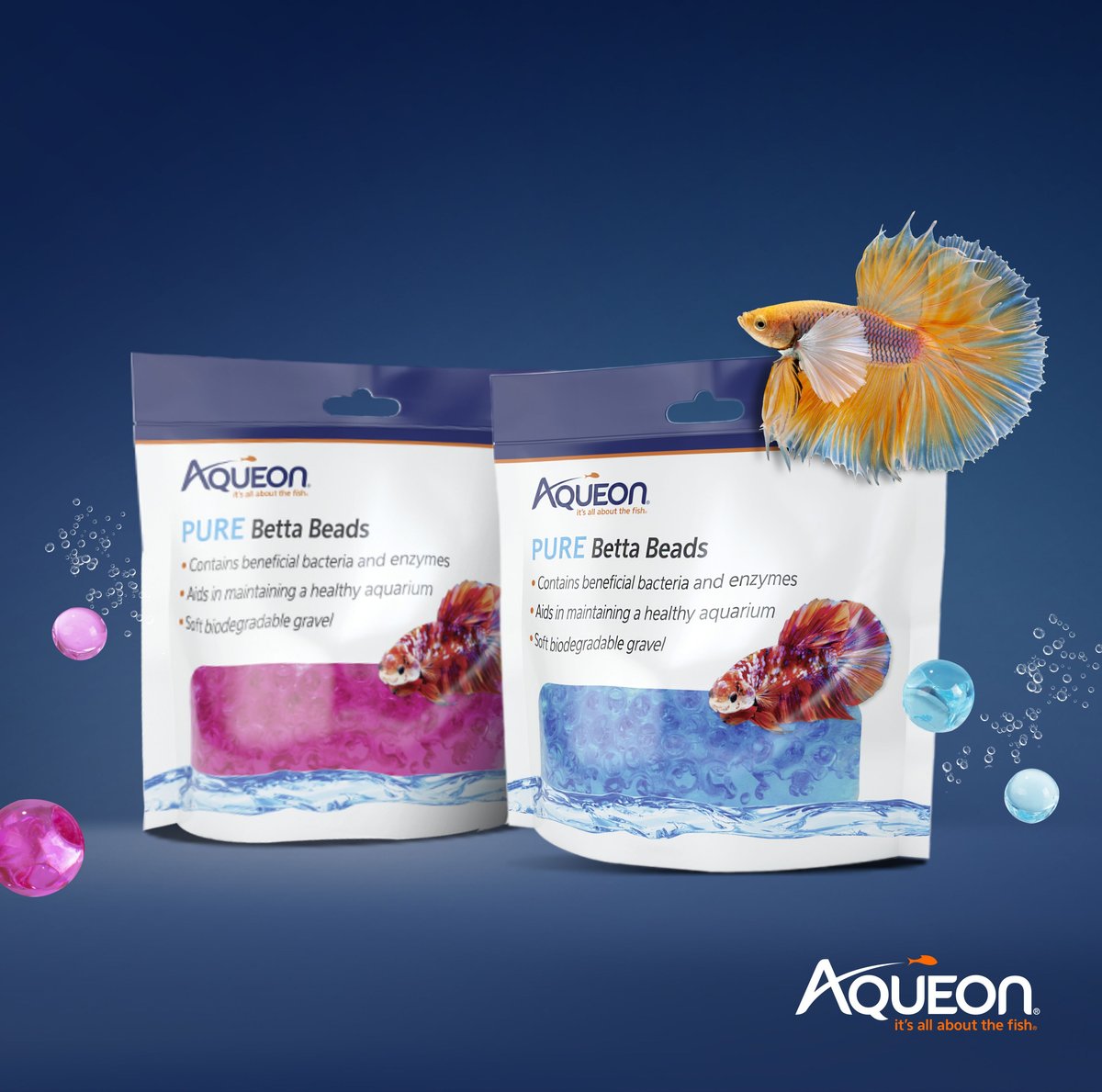 AQUEON PURE Betta Beads Aquarium Water Care, 8.8-oz bag, Blue - Chewy.com