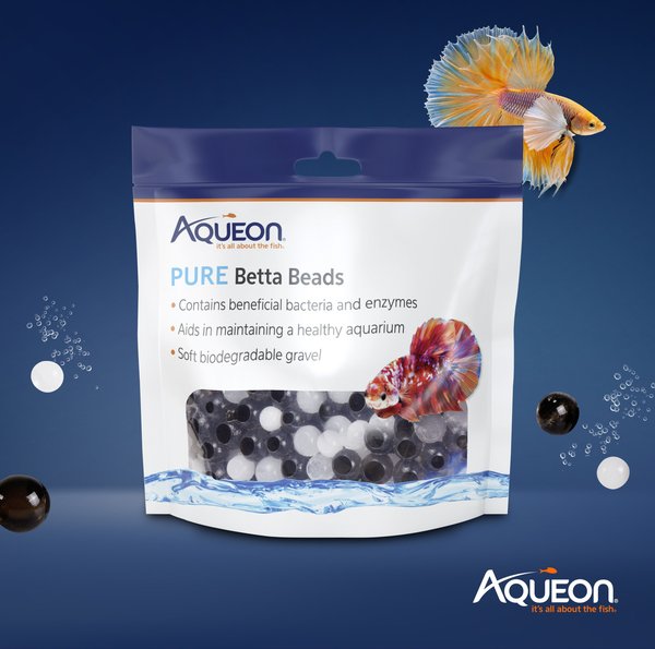 AQUEON PURE Betta Beads Aquarium Water Care, Black & White, 1 pouch ...