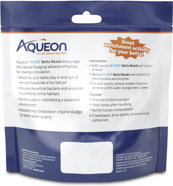 AQUEON PURE Betta Beads Aquarium Water Care, Black & White, 1 pouch ...