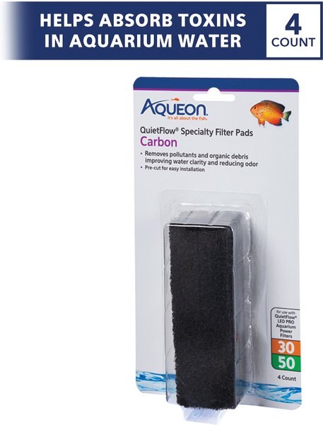 AQUEON QuietFlow 30/50 Carbon Reducing Specialty Aquarium Filter Pads ...