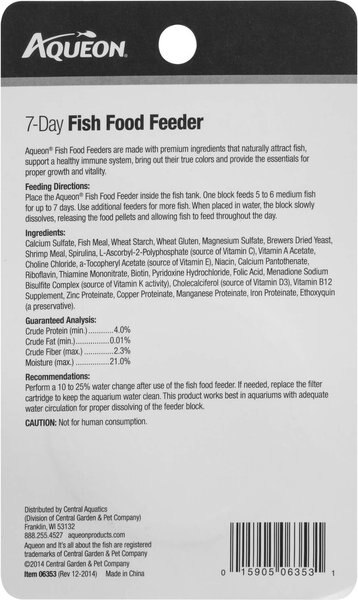 AQUEON Tropical Freshwater Fish Food Feeder, 7-day, 1 count - Chewy.com