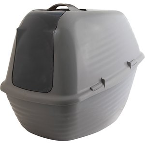 FERPLAST Cosmic Outdoor Hooded Cat Litter Box, Black - Chewy.com