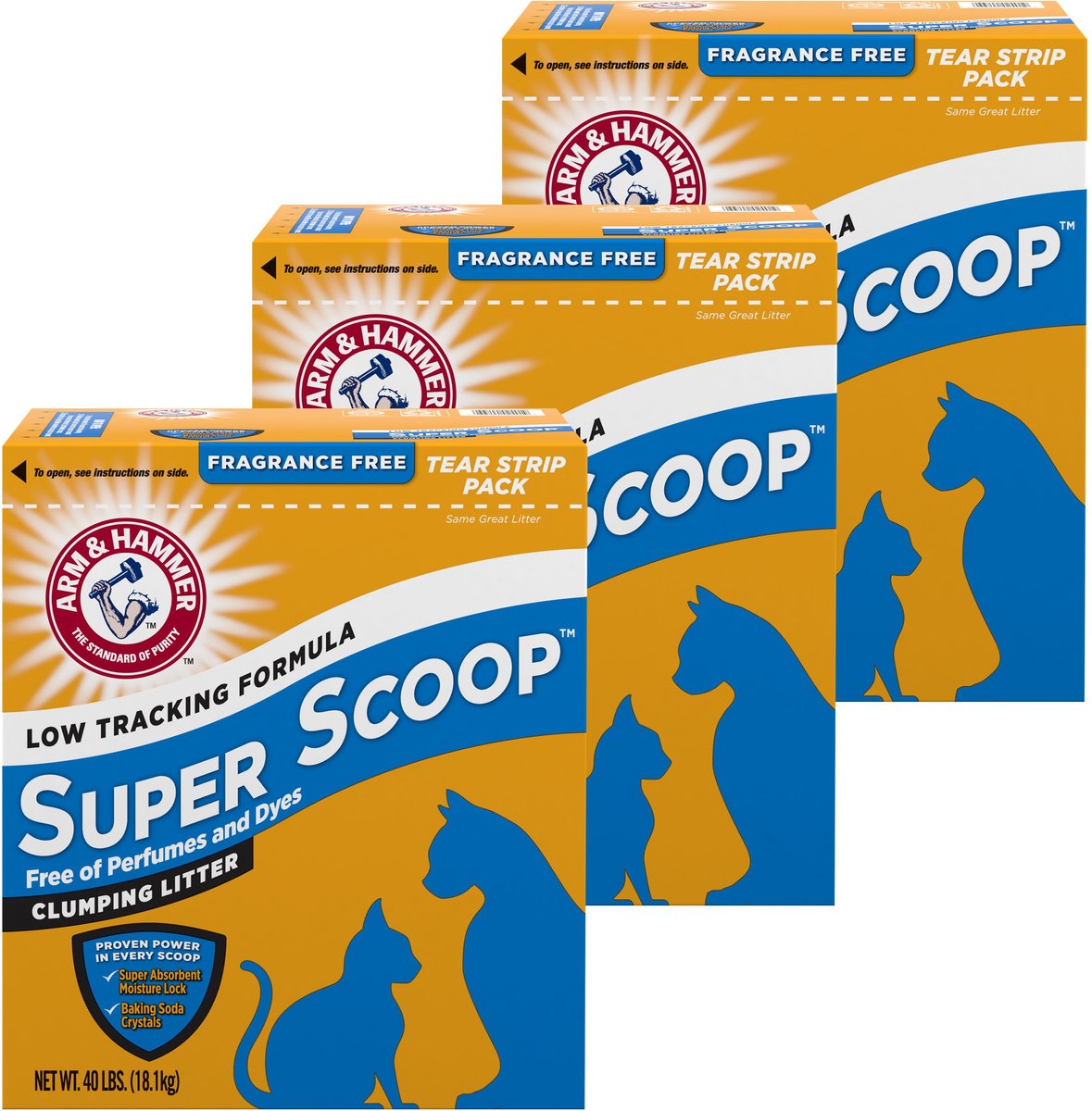 ARM & HAMMER LITTER Super Scoop Unscented Clumping Clay Cat Litter, 40 ...