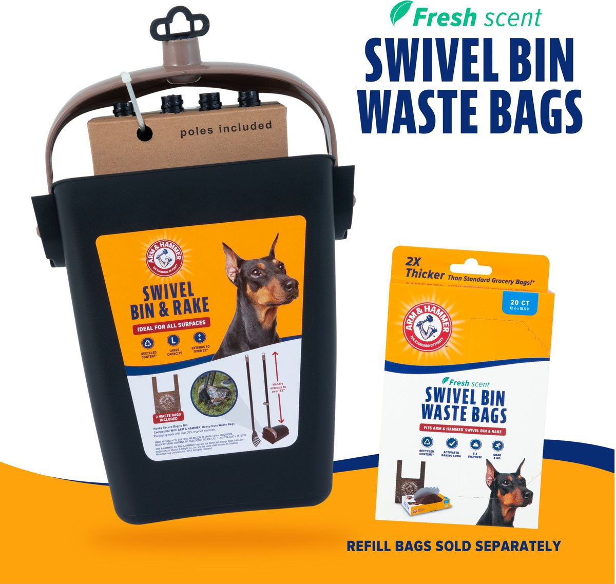 ARM & HAMMER Swivel Bin & Rake Backyard Waste Pickup - Chewy.com