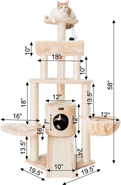ARMARKAT 58-in Cat Tower & Ramp Cat Tree, Beige - Chewy.com