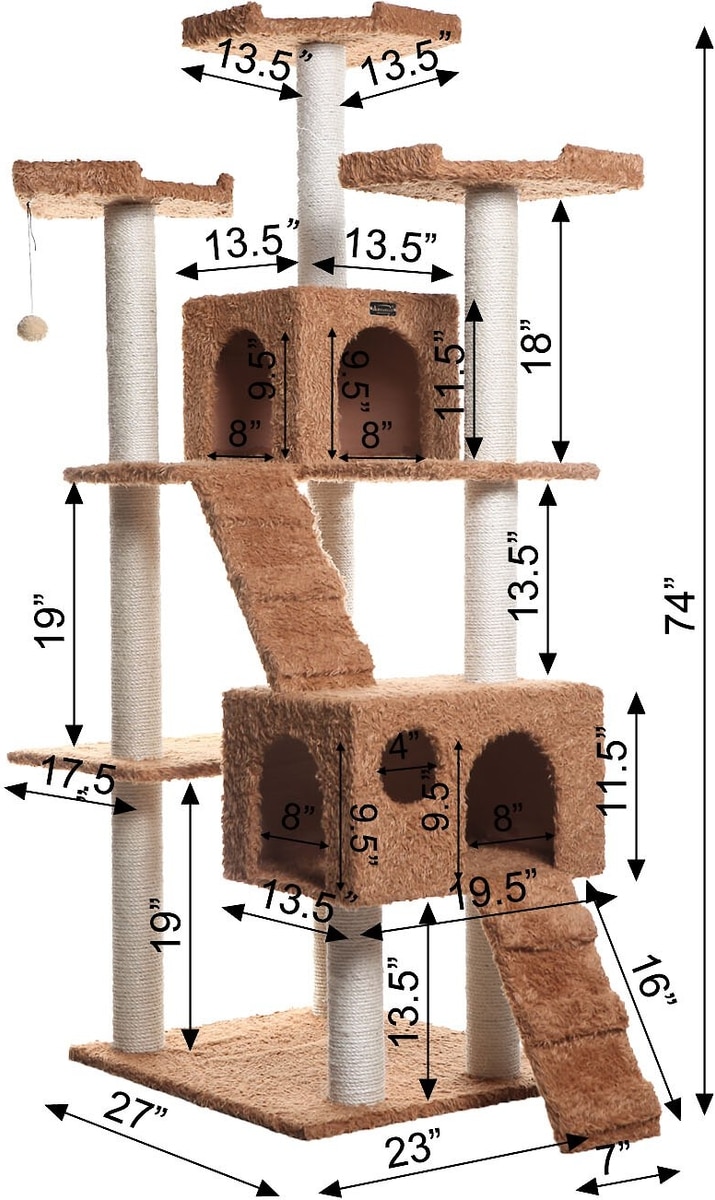 ARMARKAT 74-in Multi-Level Cat Tree, Ochre Brown - Chewy.com