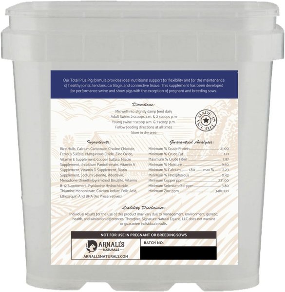 ARNALL'S NATURALS Total Plus Powder Swine Supplement, 11-lb tub - Chewy.com