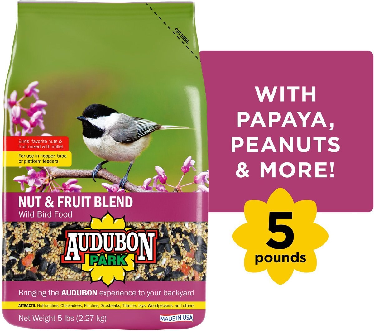 AUDUBON PARK Nut & Fruit Seed Blends Wild Bird Food, 5-lb bag - Chewy.com