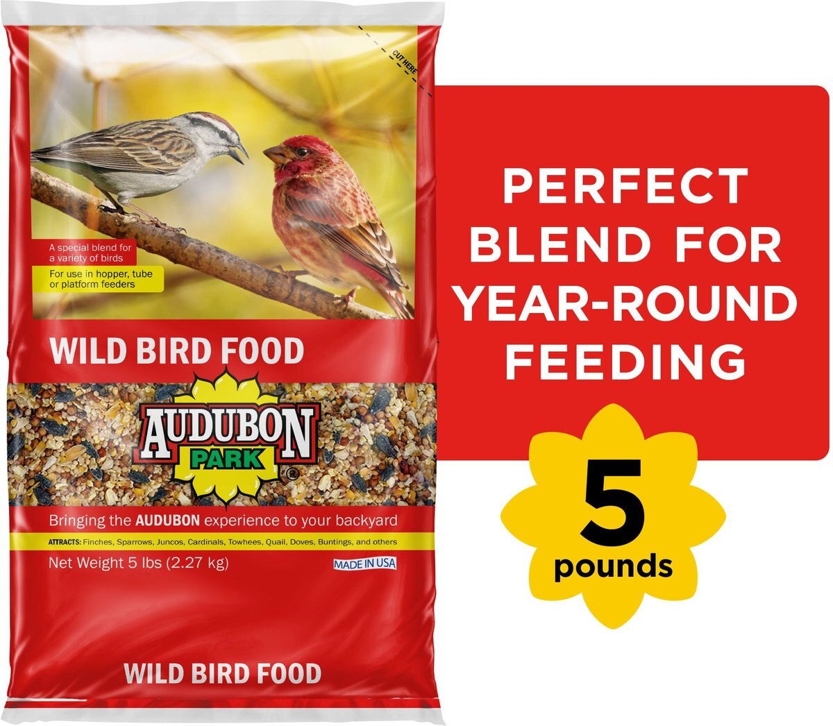 AUDUBON PARK Wild Bird Food, 5-lb bag - Chewy.com