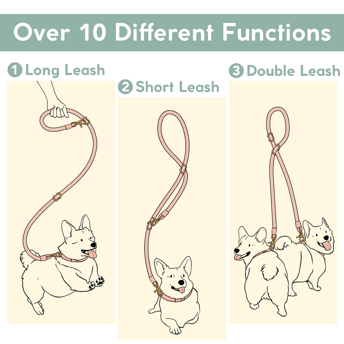 AWOO Infinity Standard Dog Leash, 7-ft long, Olive - Chewy.com