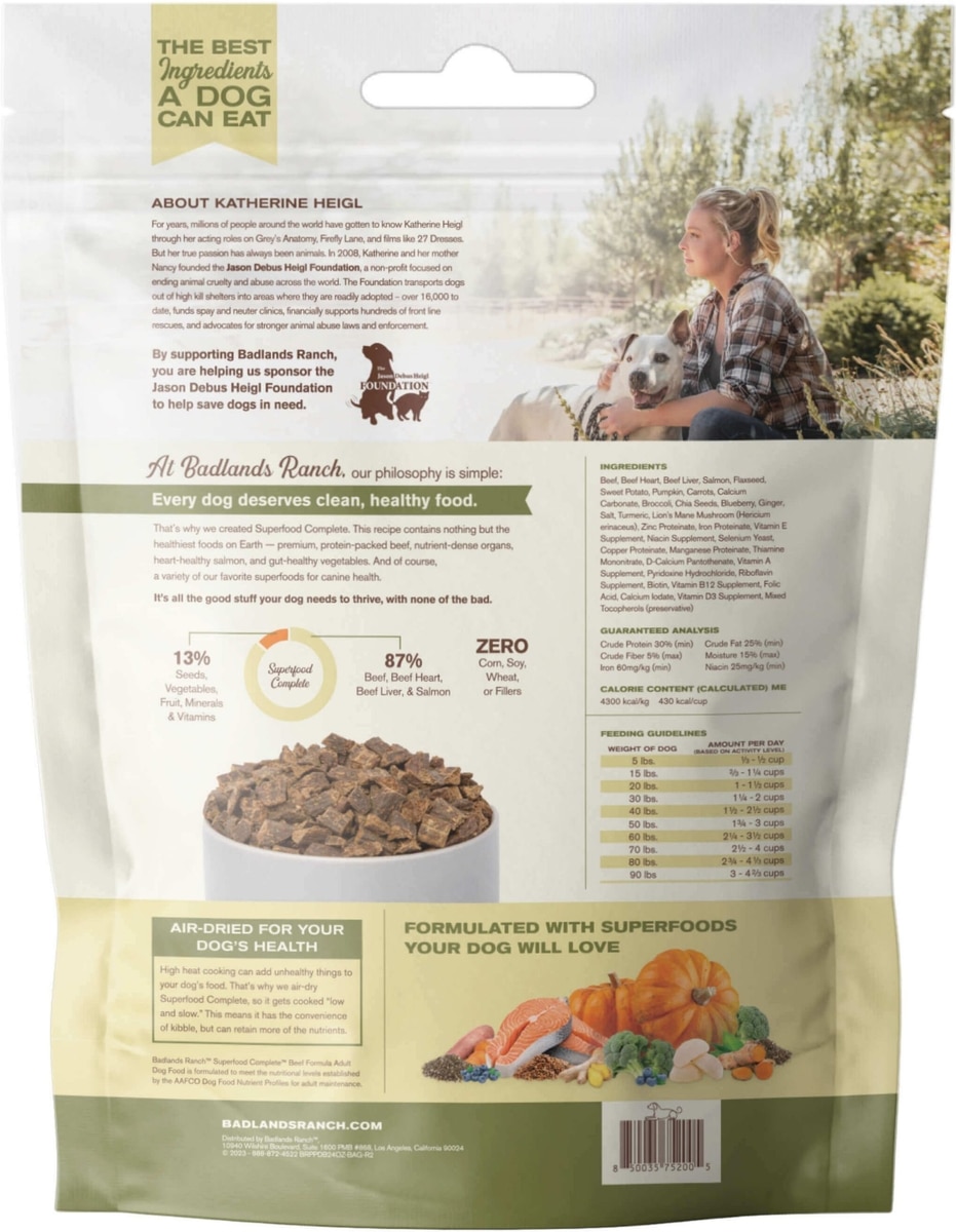 BADLANDS RANCH Superfood Complete Grain-Free Beef Air-Dried Dog Food ...