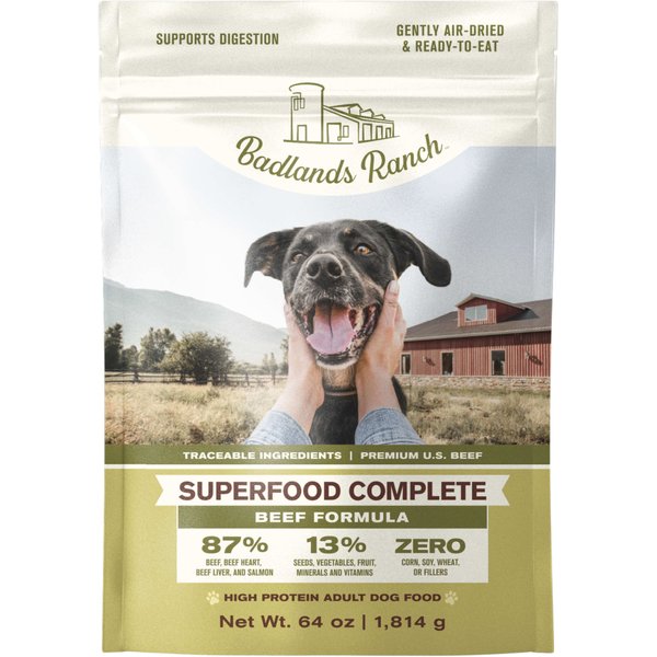 BADLANDS RANCH Superfood Complete Grain-Free Beef Air-Dried Dog Food ...