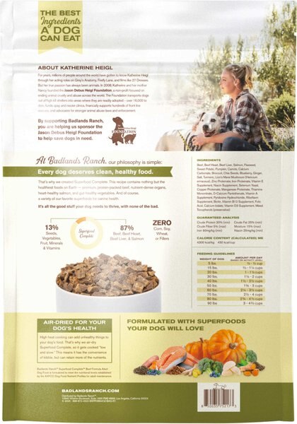 BADLANDS RANCH Superfood Complete Grain-Free Beef Air-Dried Dog Food ...