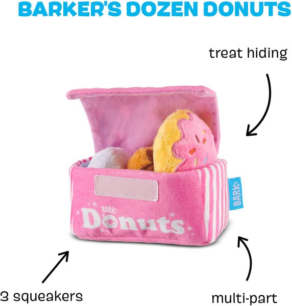 BARK Barker's Dozen Donuts Plush 4-in-1 Treat Dispensing Dog Toy - Chewy.com