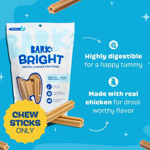 BARK Bright Chicken Flavored Dental Dog Treats, 30 count, Medium ...