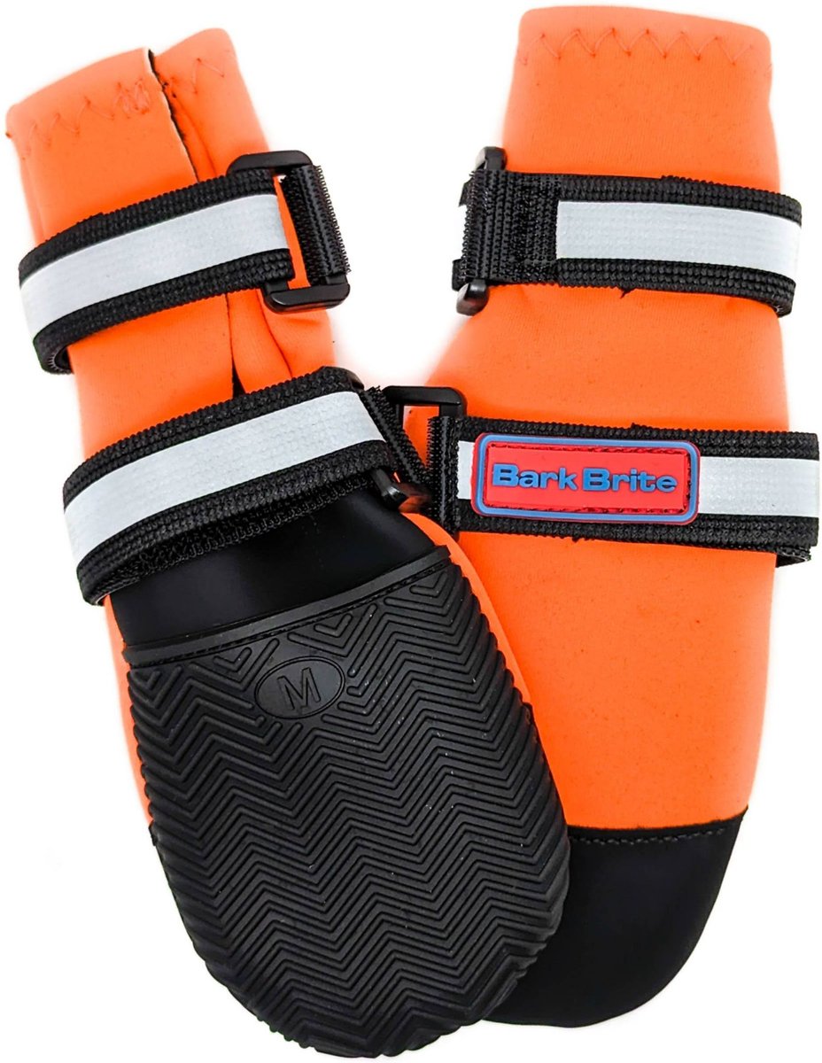 BARK BRITE All Weather Reflective Neoprene Dog Boots, 4 count, Orange ...
