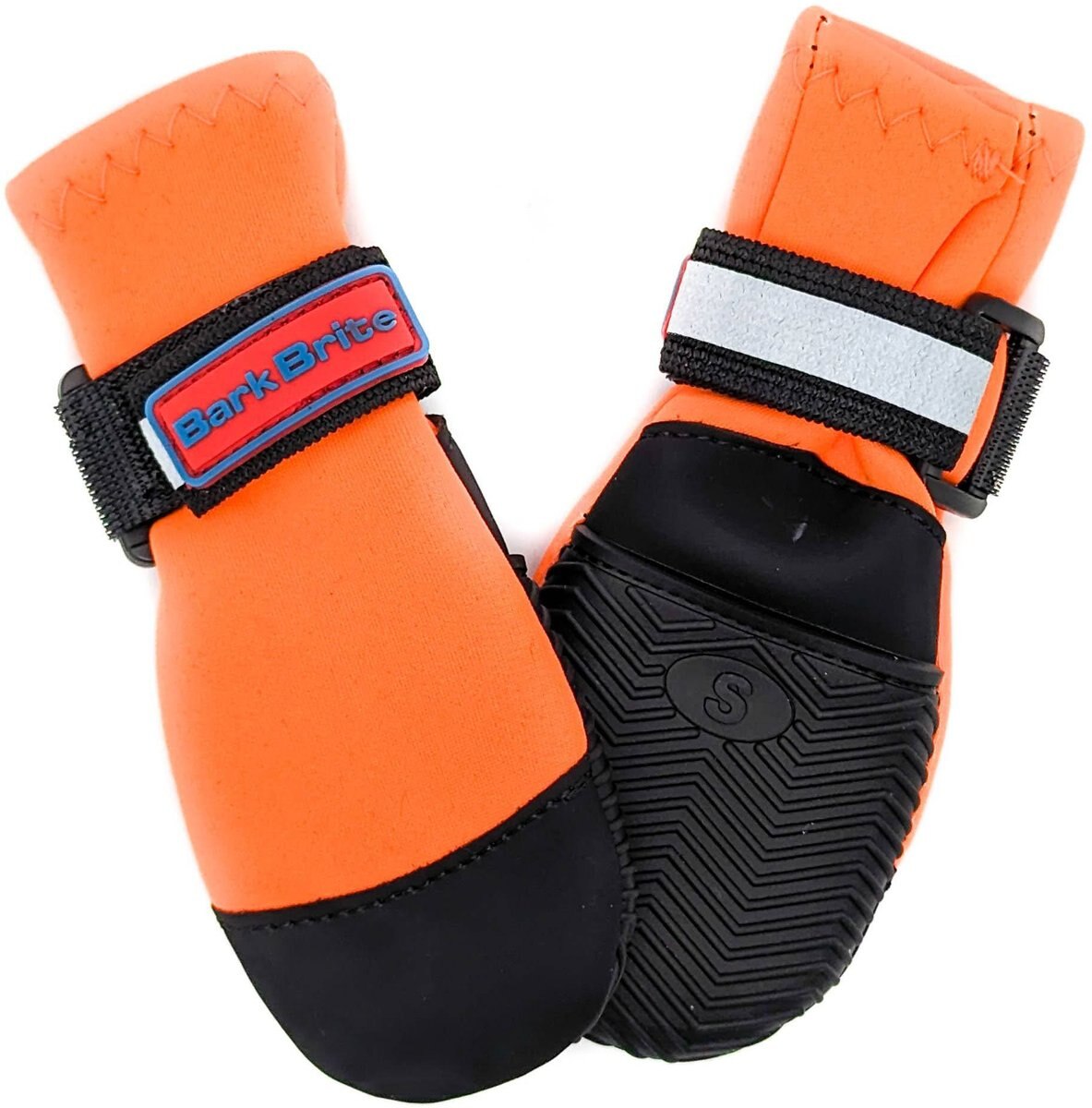 BARK BRITE All Weather Reflective Neoprene Dog Boots, 4 count, Orange ...