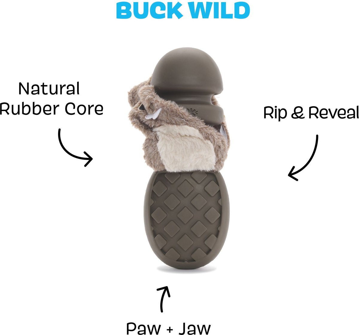 BARK Buck Wild Interactive Tough Dog Toy, Grey, Large - Chewy.com