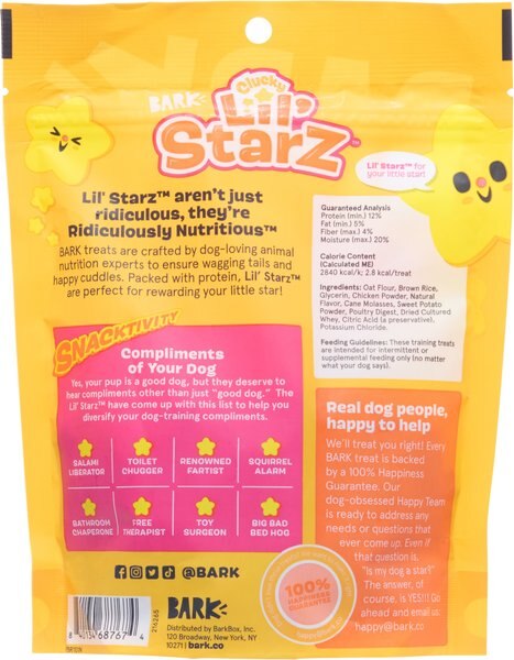 BARK Clucky Lil' Starz Chicken Recipe Soft & Chewy Dog Training Treats ...