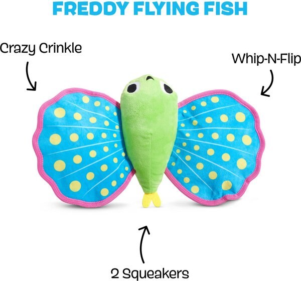 BARK Freddy Flying Fish Squeaky Plush Dog Toy - Chewy.com